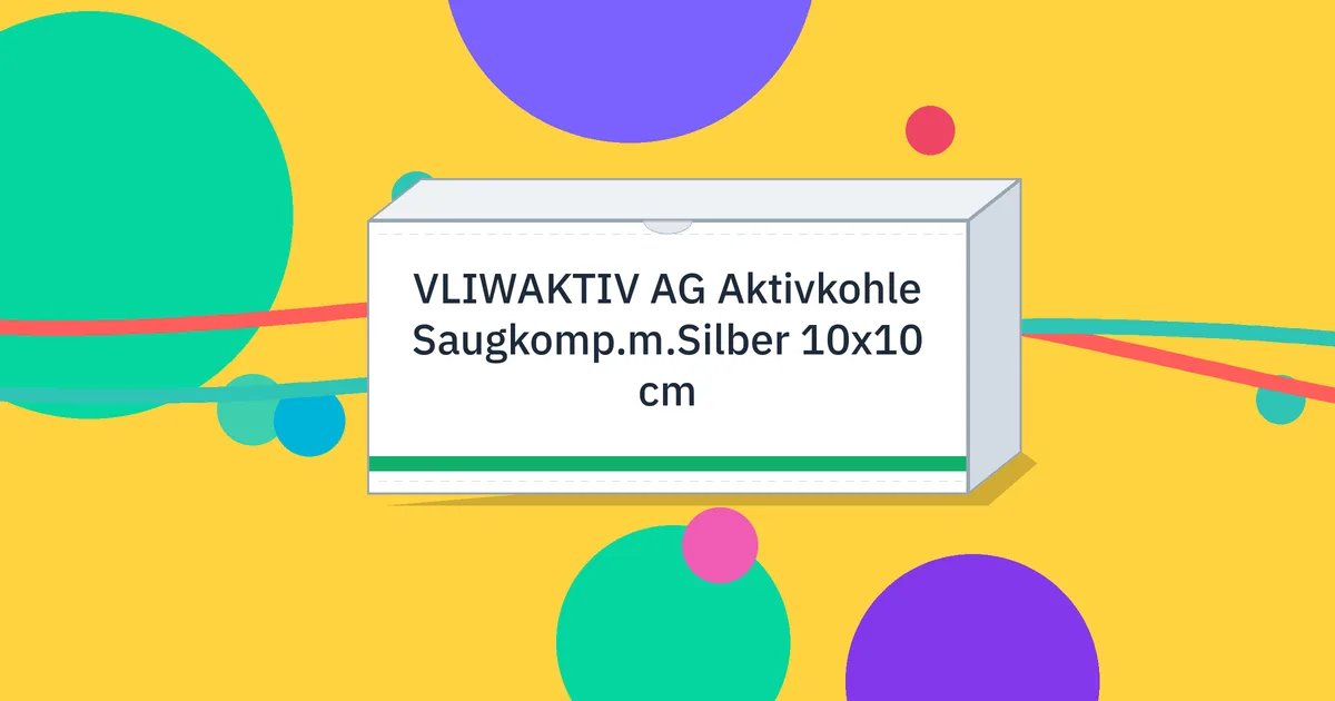 Symbolbild: Packung mit der Aufschrift VLIWAKTIV AG Aktivkohle Saugkomp.m.Silber 10x10 cm (PZN 15431266) – Verfügbarkeit und Bezug in Apotheken in Frankfurt am Main