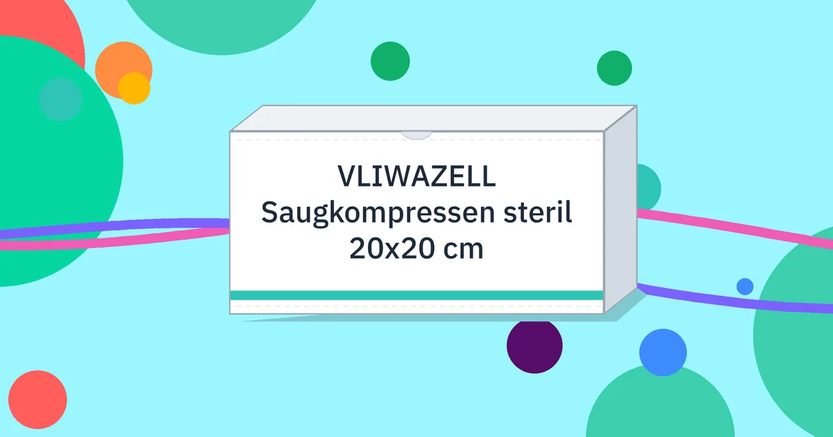 Symbolbild: Packung mit der Aufschrift VLIWAZELL Saugkompressen steril 20x20 cm (PZN 18423669) – Verfügbarkeit und Bezug in Apotheken in Frankfurt am Main