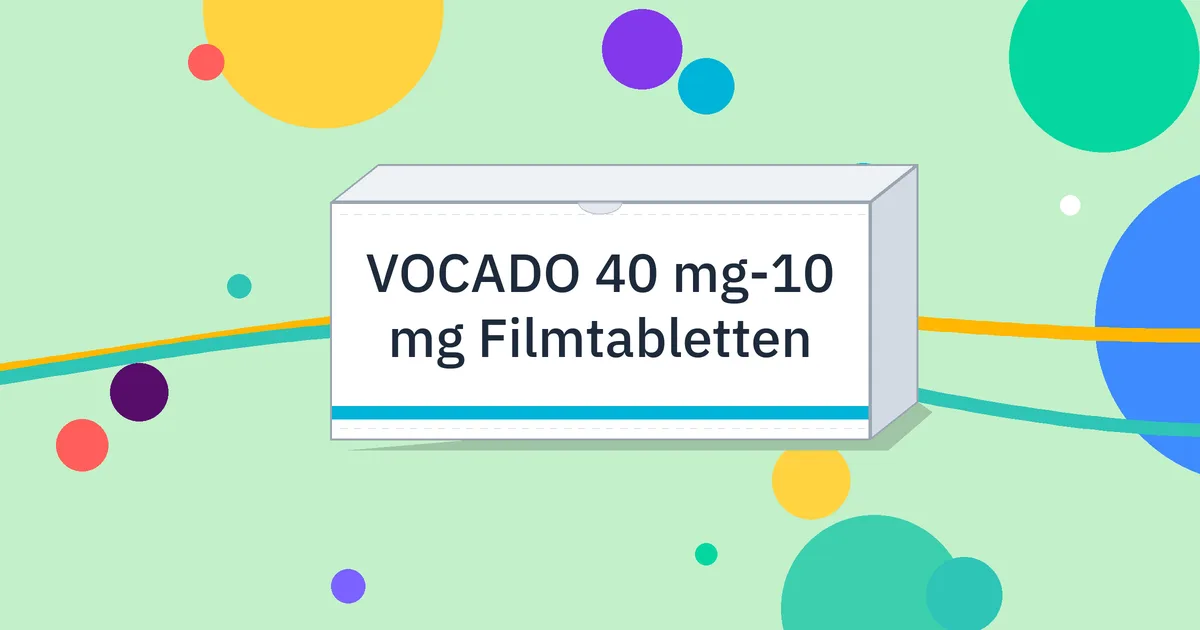 Symbolbild: Packung mit der Aufschrift VOCADO 40 mg-10 mg Filmtabletten (PZN 07294080) – Verfügbarkeit und Bezug in Apotheken in Frankfurt am Main
