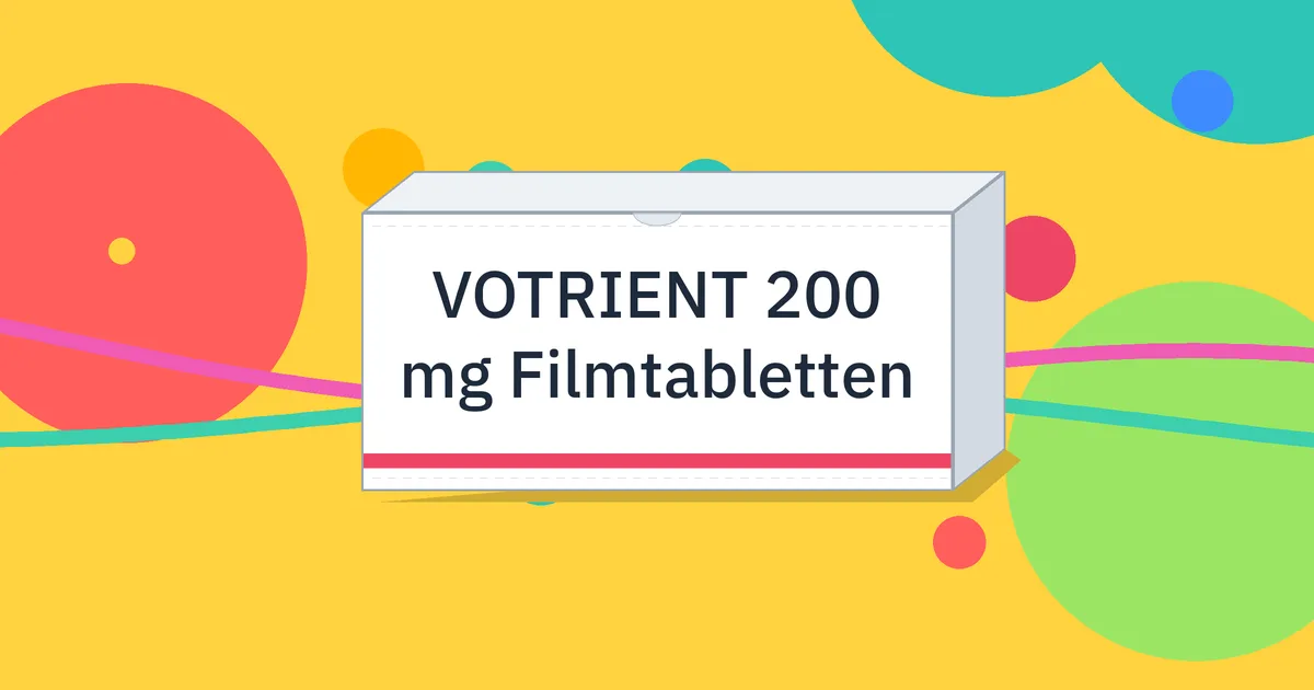 Symbolbild: Packung mit der Aufschrift VOTRIENT 200 mg Filmtabletten (PZN 19692414) – Verfügbarkeit und Bezug in Apotheken in Frankfurt am Main