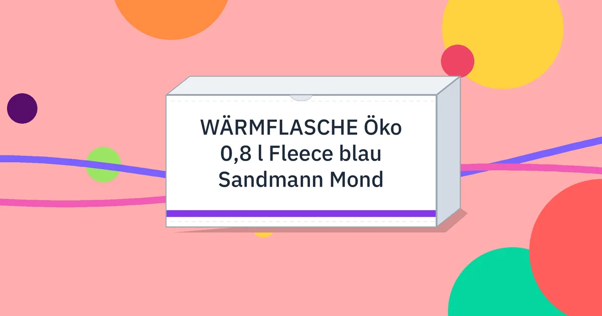 Symbolbild: Packung mit der Aufschrift WÄRMFLASCHE Öko 0,8 l Fleece blau Sandmann Mond (PZN 16328760) – Verfügbarkeit und Bezug in Apotheken in Frankfurt am Main