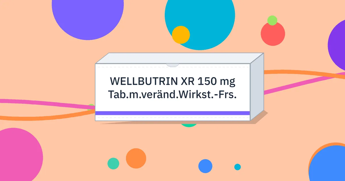 Symbolbild: Packung mit der Aufschrift WELLBUTRIN XR 150 mg Tab.m.veränd.Wirkst.-Frs. (PZN 18116890) – Verfügbarkeit und Bezug in Apotheken in Frankfurt am Main