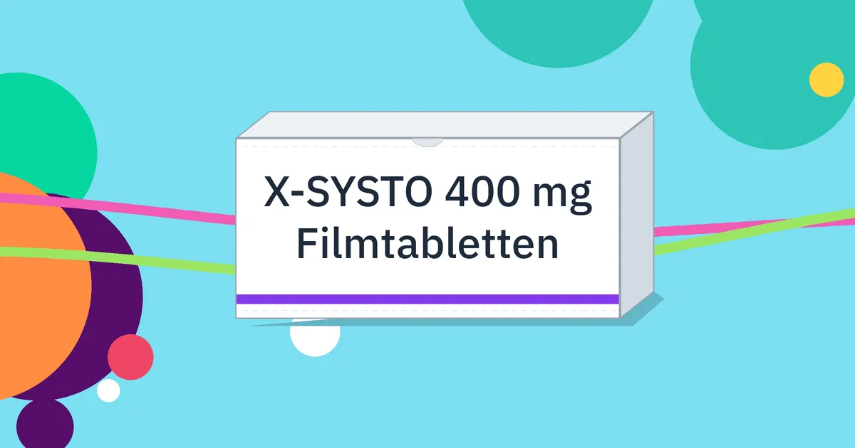 Symbolbild: Packung mit der Aufschrift X-SYSTO 400 mg Filmtabletten (PZN 19261163) – Verfügbarkeit und Bezug in Apotheken in Frankfurt am Main