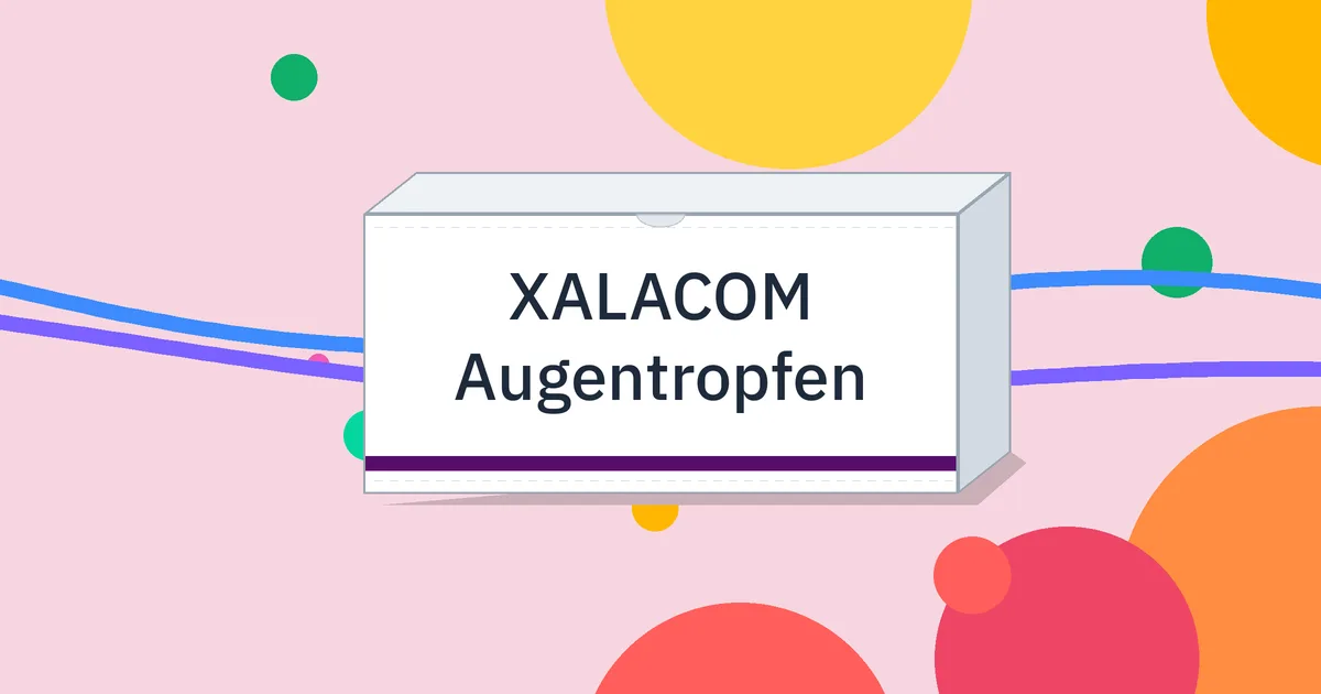 Symbolbild: Packung mit der Aufschrift XALACOM Augentropfen (PZN 00417237) – Verfügbarkeit und Bezug in Apotheken in Frankfurt am Main