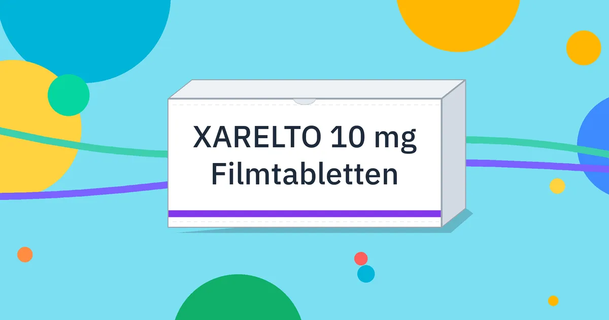 Symbolbild: Packung mit der Aufschrift XARELTO 10 mg Filmtabletten (PZN 15204369) – Verfügbarkeit und Bezug in Apotheken in Frankfurt am Main