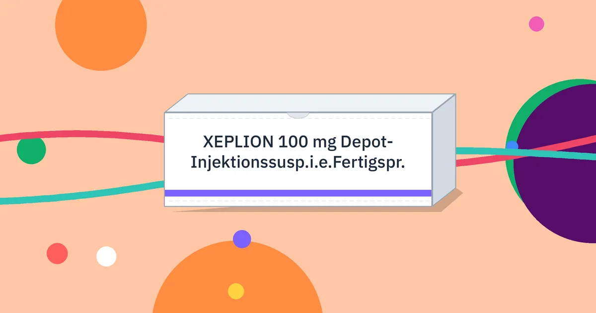 Symbolbild: Packung mit der Aufschrift XEPLION 100 mg Depot-Injektionssusp.i.e.Fertigspr. (PZN 10193431) – Verfügbarkeit und Bezug in Apotheken in Frankfurt am Main