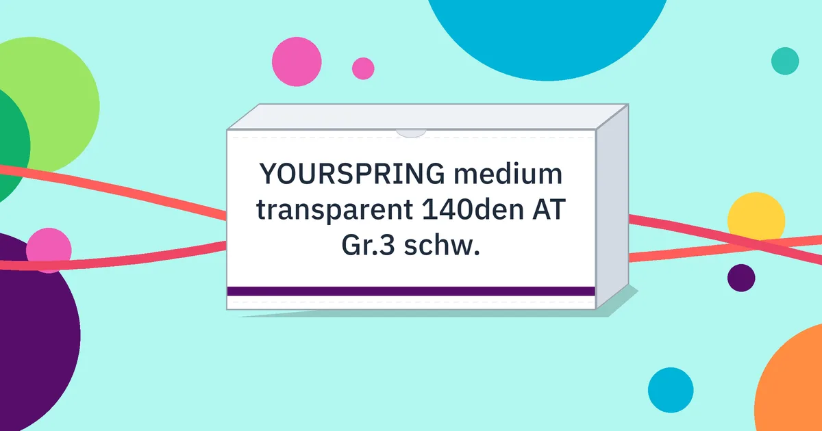 Symbolbild: Packung mit der Aufschrift YOURSPRING medium transparent 140den AT Gr.3 schw. (PZN 18057265) – Verfügbarkeit und Bezug in Apotheken in Frankfurt am Main