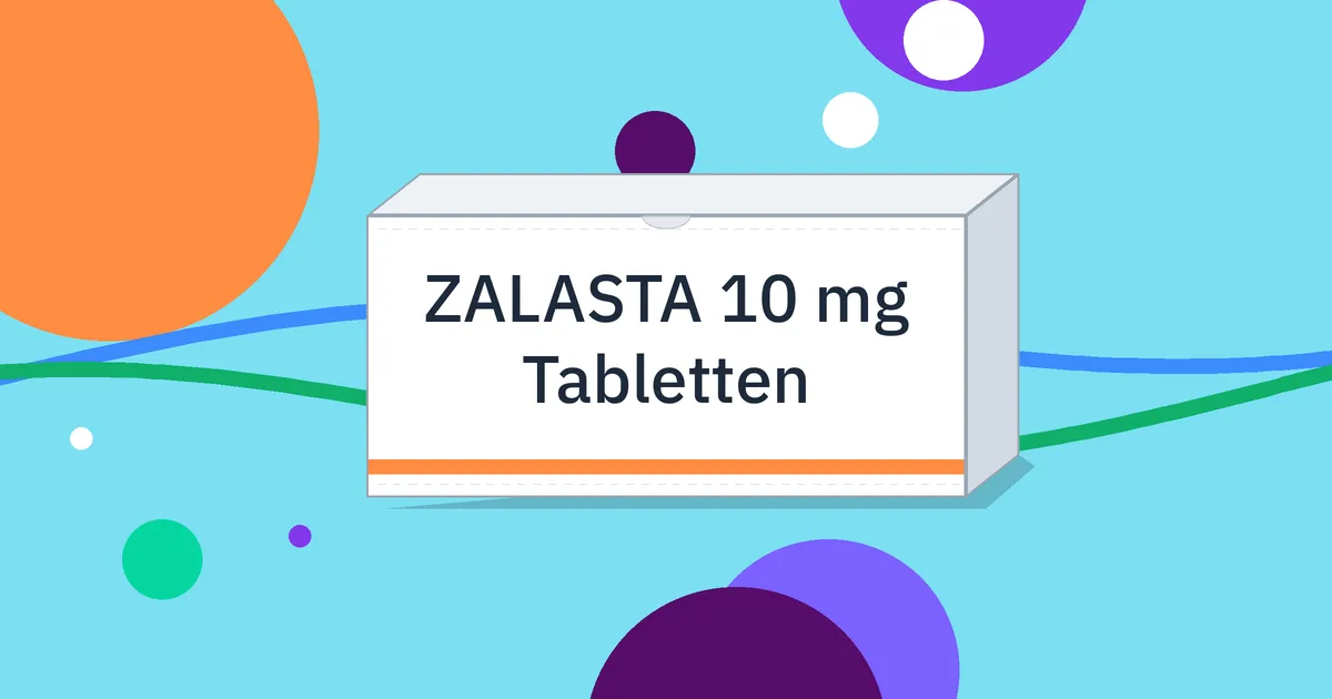 Symbolbild: Packung mit der Aufschrift ZALASTA 10 mg Tabletten (PZN 19978688) – Verfügbarkeit und Bezug in Apotheken in Frankfurt am Main