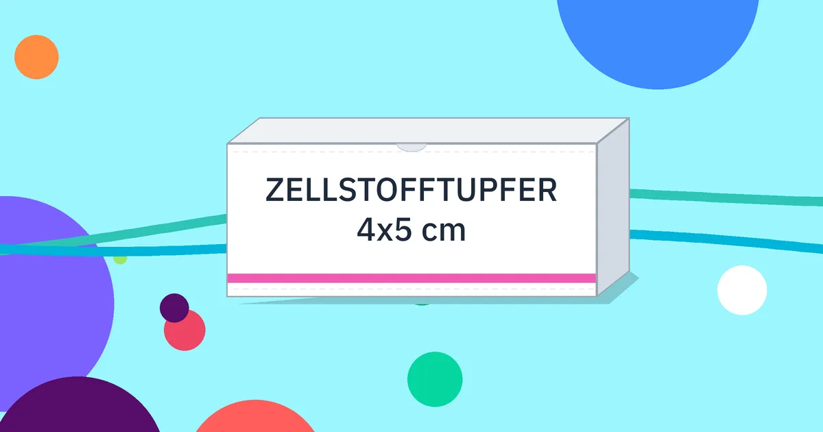 Symbolbild: Packung mit der Aufschrift ZELLSTOFFTUPFER 4x5 cm (PZN 06961640) – Verfügbarkeit und Bezug in Apotheken in Frankfurt am Main