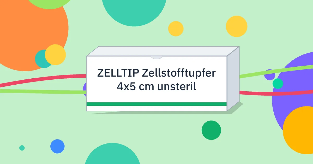 Symbolbild: Packung mit der Aufschrift ZELLTIP Zellstofftupfer 4x5 cm unsteril (PZN 10809671) – Verfügbarkeit und Bezug in Apotheken in Frankfurt am Main