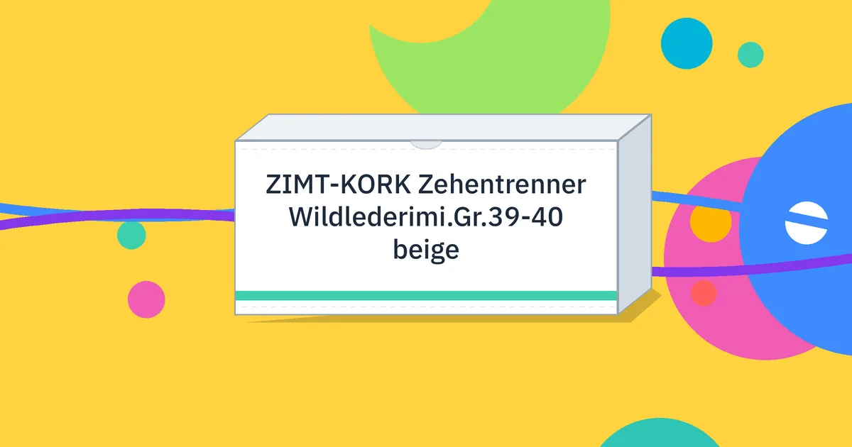 Symbolbild: Packung mit der Aufschrift ZIMT-KORK Zehentrenner Wildlederimi.Gr.39-40 beige (PZN 19728997) – Verfügbarkeit und Bezug in Apotheken in Frankfurt am Main