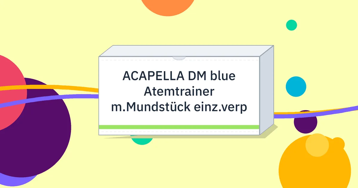 Symbolbild: Packung mit der Aufschrift ACAPELLA DM blue Atemtrainer m.Mundstück einz.verp (PZN 12387636) – Verfügbarkeit und Bezug in Apotheken in Frankfurt am Main
