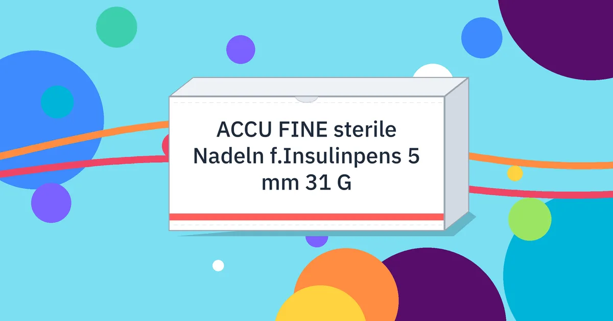 Symbolbild: Packung mit der Aufschrift ACCU FINE sterile Nadeln f.Insulinpens 5 mm 31 G (PZN 15385603) – Verfügbarkeit und Bezug in Apotheken in Frankfurt am Main