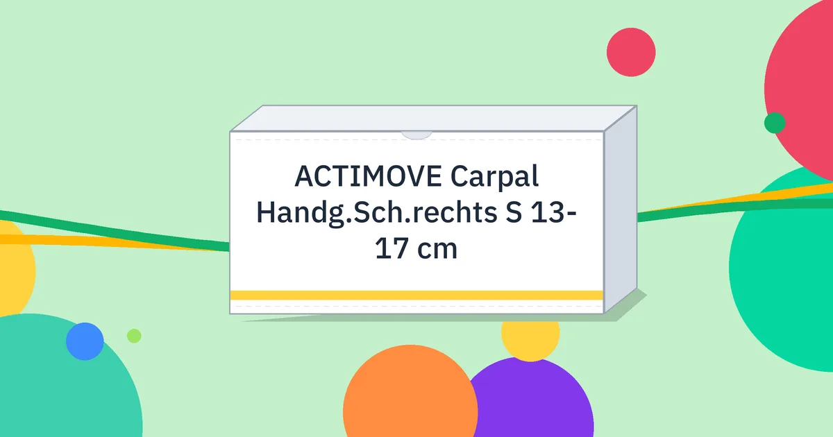 Symbolbild: Packung mit der Aufschrift ACTIMOVE Carpal Handg.Sch.rechts S 13-17 cm (PZN 17949122) – Verfügbarkeit und Bezug in Apotheken in Frankfurt am Main