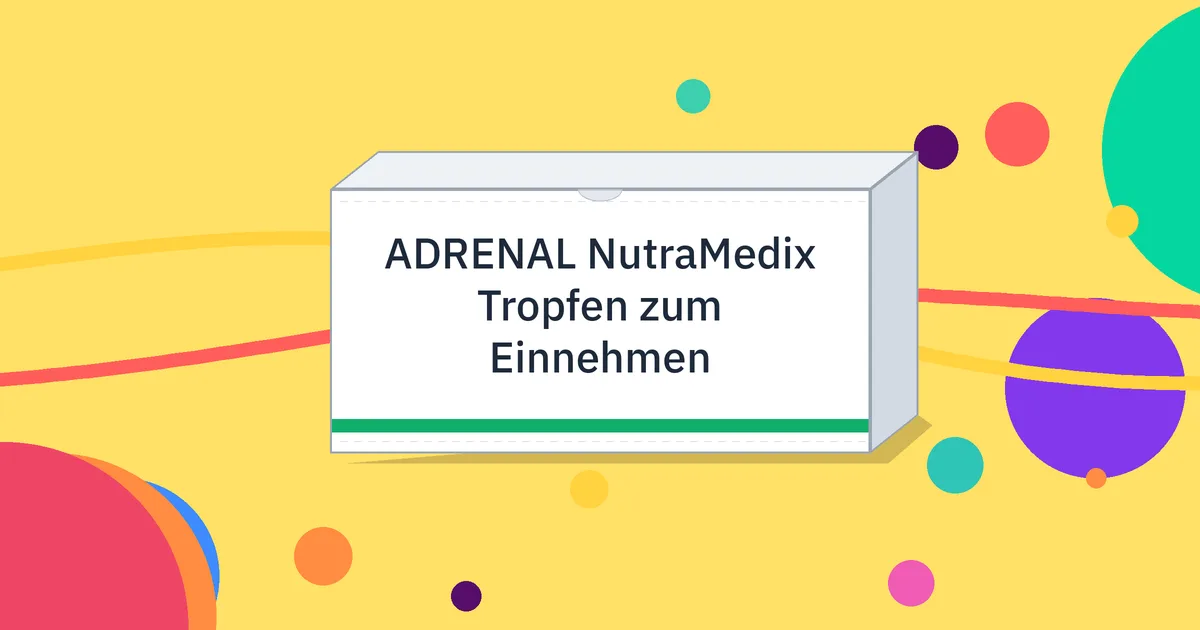 Symbolbild: Packung mit der Aufschrift ADRENAL NutraMedix Tropfen zum Einnehmen (PZN 18039876) – Verfügbarkeit und Bezug in Apotheken in Frankfurt am Main