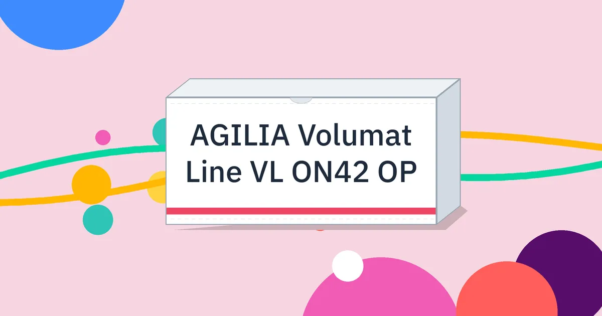 Symbolbild: Packung mit der Aufschrift AGILIA Volumat Line VL ON42 OP (PZN 11279494) – Verfügbarkeit und Bezug in Apotheken in Frankfurt am Main