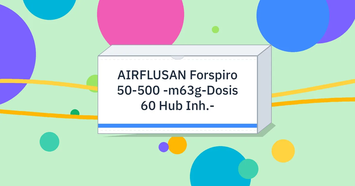 Symbolbild: Packung mit der Aufschrift AIRFLUSAN Forspiro 50-500 -m63g-Dosis 60 Hub Inh.- (PZN 13896972) – Verfügbarkeit und Bezug in Apotheken in Frankfurt am Main