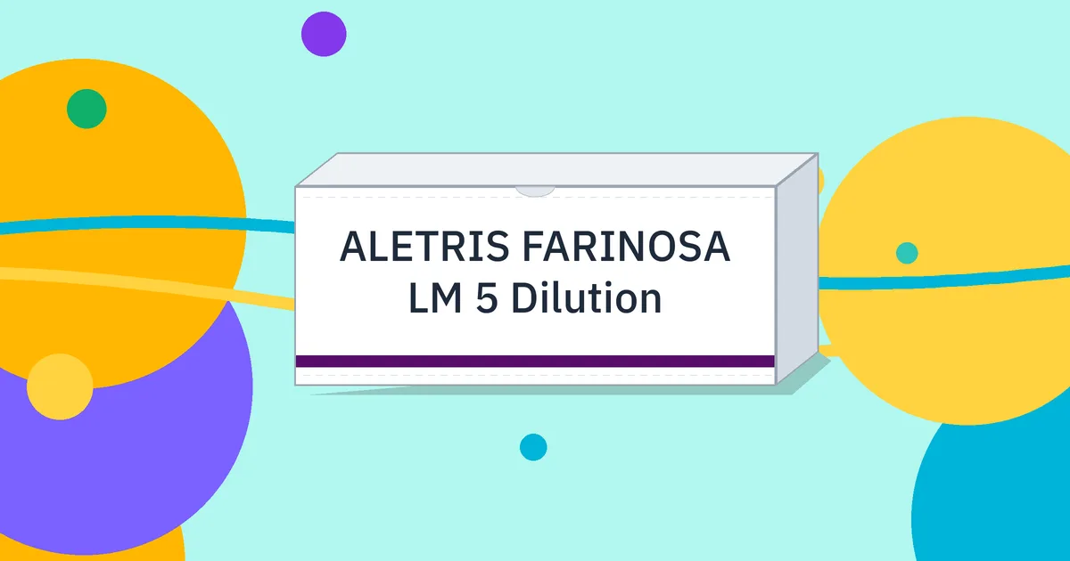 Symbolbild: Packung mit der Aufschrift ALETRIS FARINOSA LM 5 Dilution (PZN 13309609) – Verfügbarkeit und Bezug in Apotheken in Frankfurt am Main