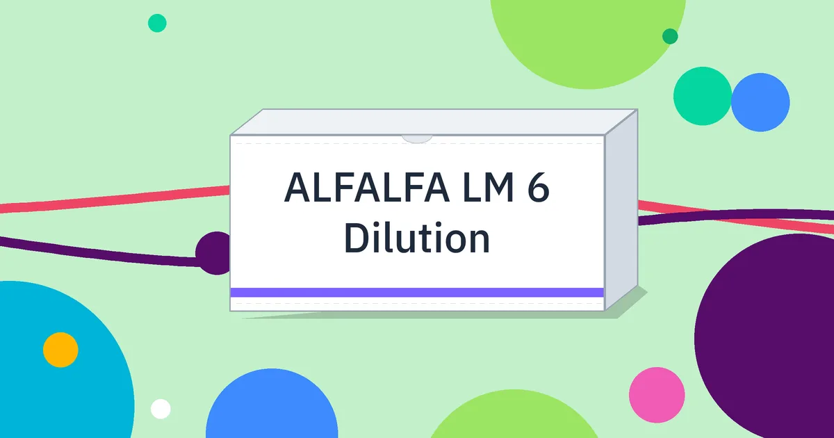 Symbolbild: Packung mit der Aufschrift ALFALFA LM 6 Dilution (PZN 13310050) – Verfügbarkeit und Bezug in Apotheken in Frankfurt am Main