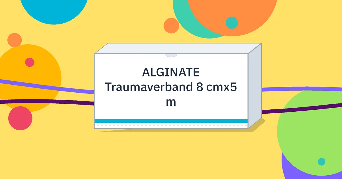 Symbolbild: Packung mit der Aufschrift ALGINATE Traumaverband 8 cmx5 m (PZN 12573155) – Verfügbarkeit und Bezug in Apotheken in Frankfurt am Main