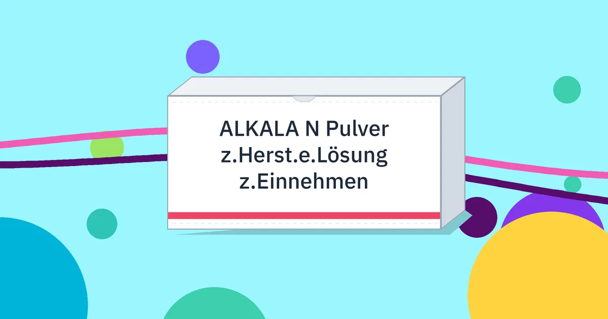 Symbolbild: Packung mit der Aufschrift ALKALA N Pulver z.Herst.e.Lösung z.Einnehmen (PZN 17297895) – Verfügbarkeit und Bezug in Apotheken in Frankfurt am Main