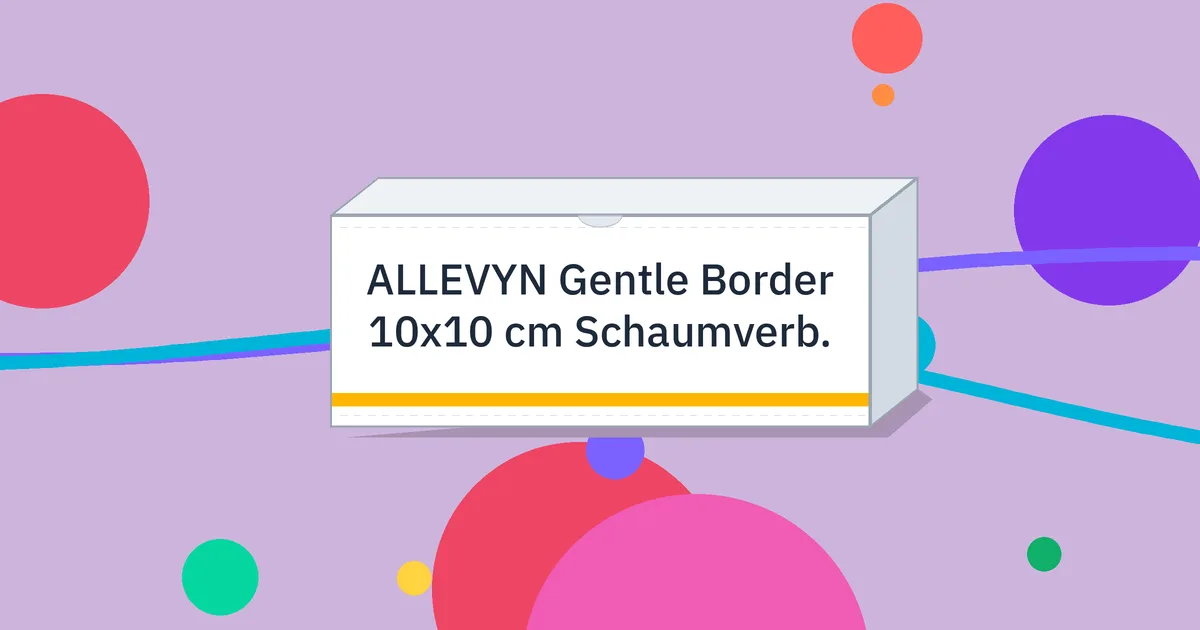 Symbolbild: Packung mit der Aufschrift ALLEVYN Gentle Border 10x10 cm Schaumverb. (PZN 11137179) – Verfügbarkeit und Bezug in Apotheken in Frankfurt am Main
