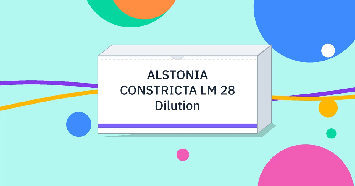 Symbolbild: Packung mit der Aufschrift ALSTONIA CONSTRICTA LM 28 Dilution (PZN 13314527) – Verfügbarkeit und Bezug in Apotheken in Frankfurt am Main
