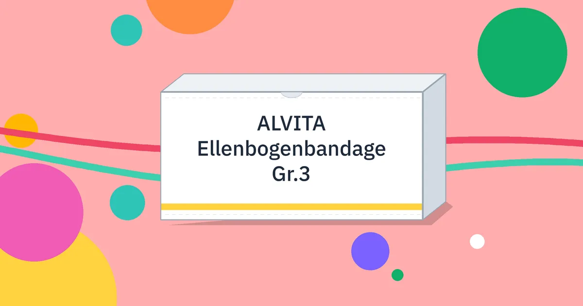 Symbolbild: Packung mit der Aufschrift ALVITA Ellenbogenbandage Gr.3 (PZN 11151676) – Verfügbarkeit und Bezug in Apotheken in Frankfurt am Main