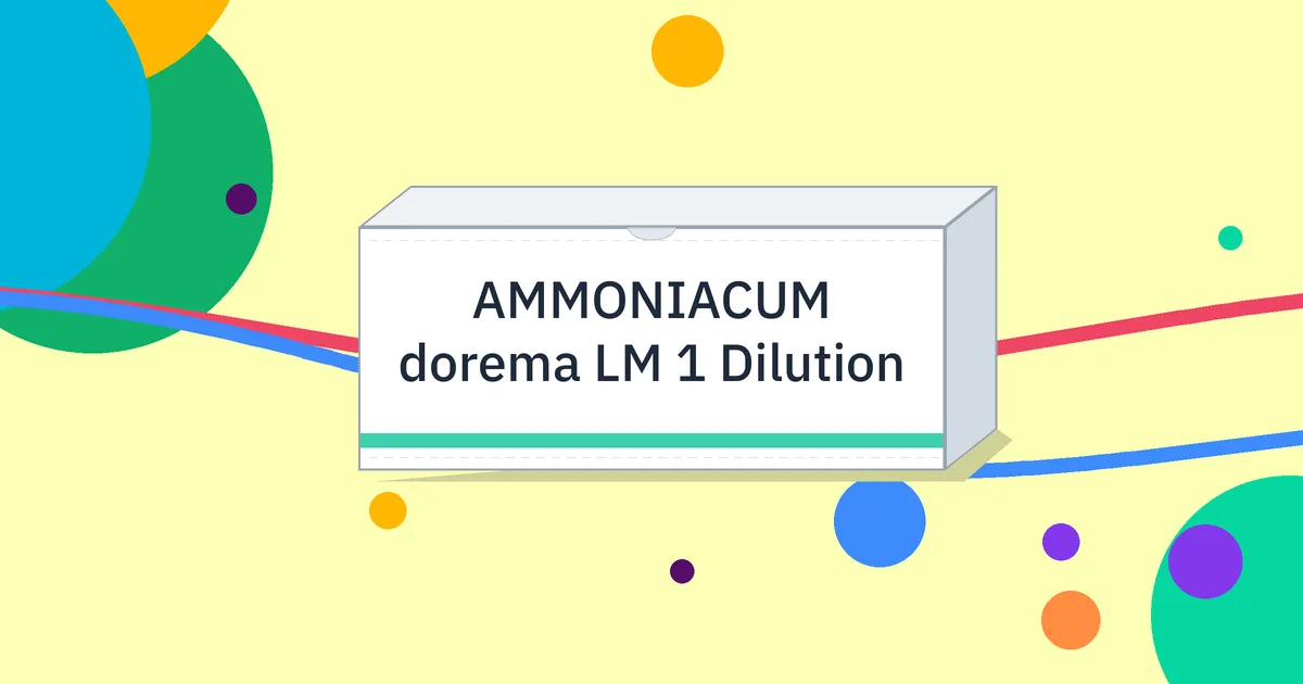 Symbolbild: Packung mit der Aufschrift AMMONIACUM dorema LM 1 Dilution (PZN 13318850) – Verfügbarkeit und Bezug in Apotheken in Frankfurt am Main