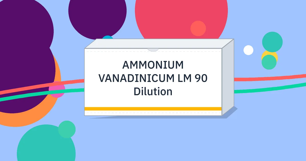 Symbolbild: Packung mit der Aufschrift AMMONIUM VANADINICUM LM 90 Dilution (PZN 13324425) – Verfügbarkeit und Bezug in Apotheken in Frankfurt am Main