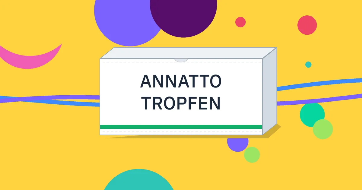 Symbolbild: Packung mit der Aufschrift ANNATTO TROPFEN (PZN 15229547) – Verfügbarkeit und Bezug in Apotheken in Frankfurt am Main