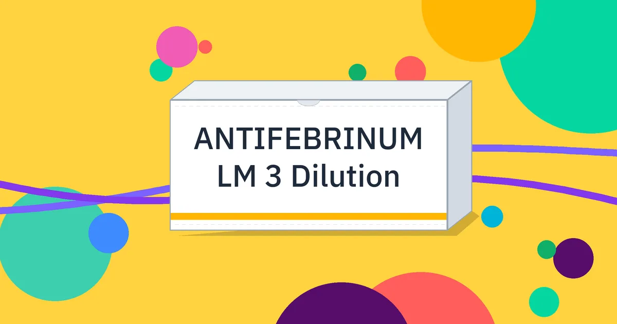 Symbolbild: Packung mit der Aufschrift ANTIFEBRINUM LM 3 Dilution (PZN 13371583) – Verfügbarkeit und Bezug in Apotheken in Frankfurt am Main