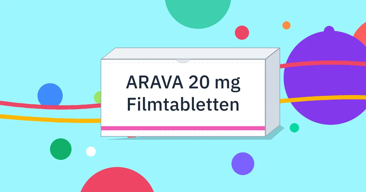 Symbolbild: Packung mit der Aufschrift ARAVA 20 mg Filmtabletten (PZN 00790930) – Verfügbarkeit und Bezug in Apotheken in Frankfurt am Main
