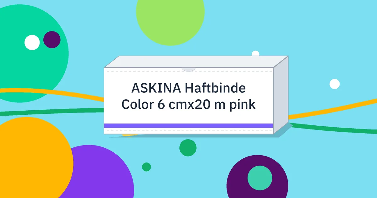 Symbolbild: Packung mit der Aufschrift ASKINA Haftbinde Color 6 cmx20 m pink (PZN 07343482) – Verfügbarkeit und Bezug in Apotheken in Frankfurt am Main