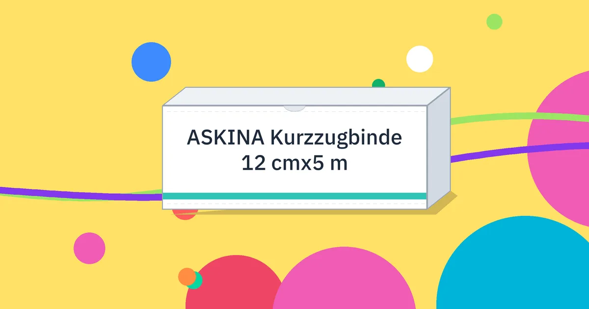 Symbolbild: Packung mit der Aufschrift ASKINA Kurzzugbinde 12 cmx5 m (PZN 12735505) – Verfügbarkeit und Bezug in Apotheken in Frankfurt am Main