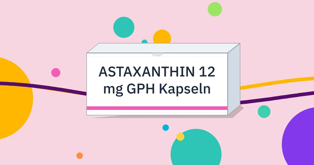 Symbolbild: Packung mit der Aufschrift ASTAXANTHIN 12 mg GPH Kapseln (PZN 16514830) – Verfügbarkeit und Bezug in Apotheken in Frankfurt am Main