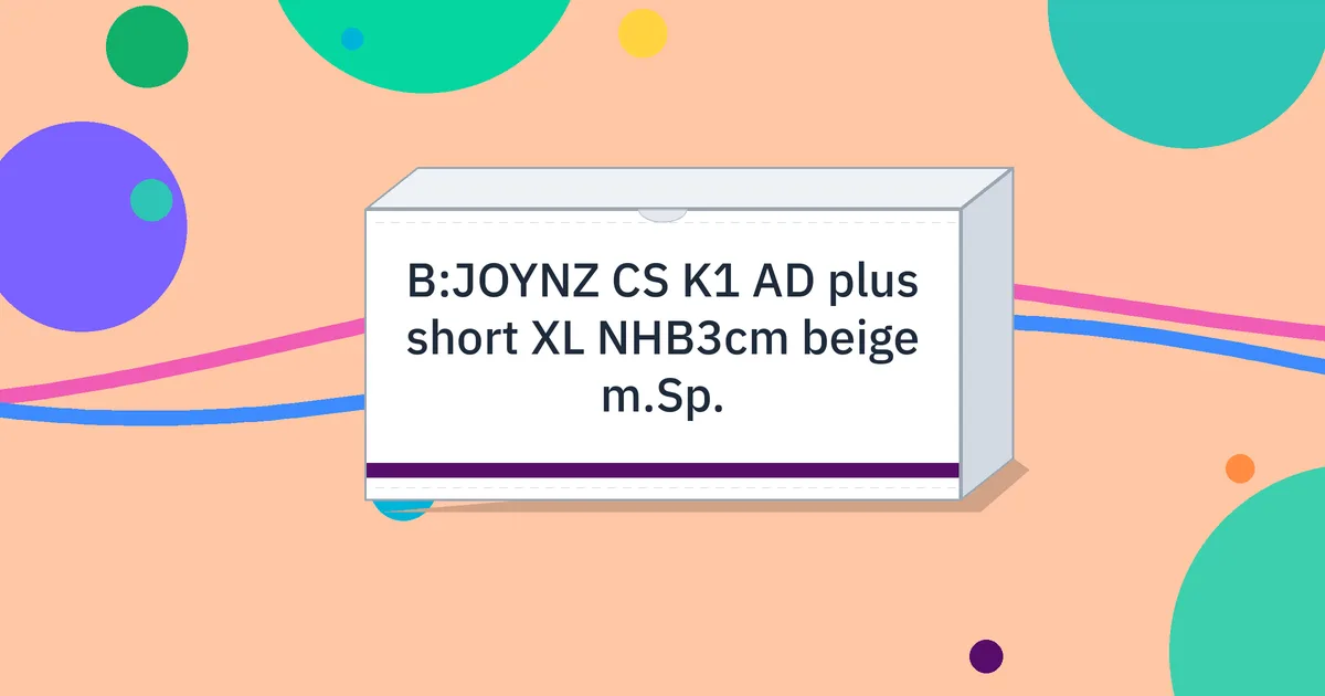 Symbolbild: Packung mit der Aufschrift B:JOYNZ CS K1 AD plus short XL NHB3cm beige m.Sp. (PZN 20526359) – Verfügbarkeit und Bezug in Apotheken in Frankfurt am Main