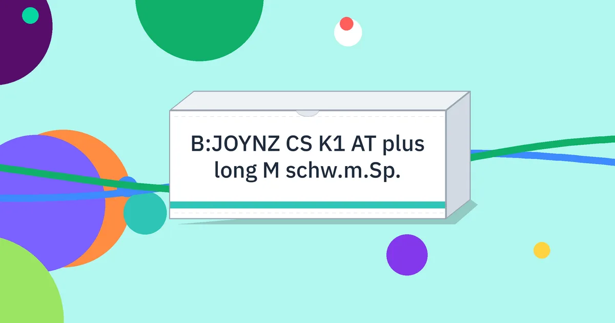 Symbolbild: Packung mit der Aufschrift B:JOYNZ CS K1 AT plus long M schw.m.Sp. (PZN 20537044) – Verfügbarkeit und Bezug in Apotheken in Frankfurt am Main