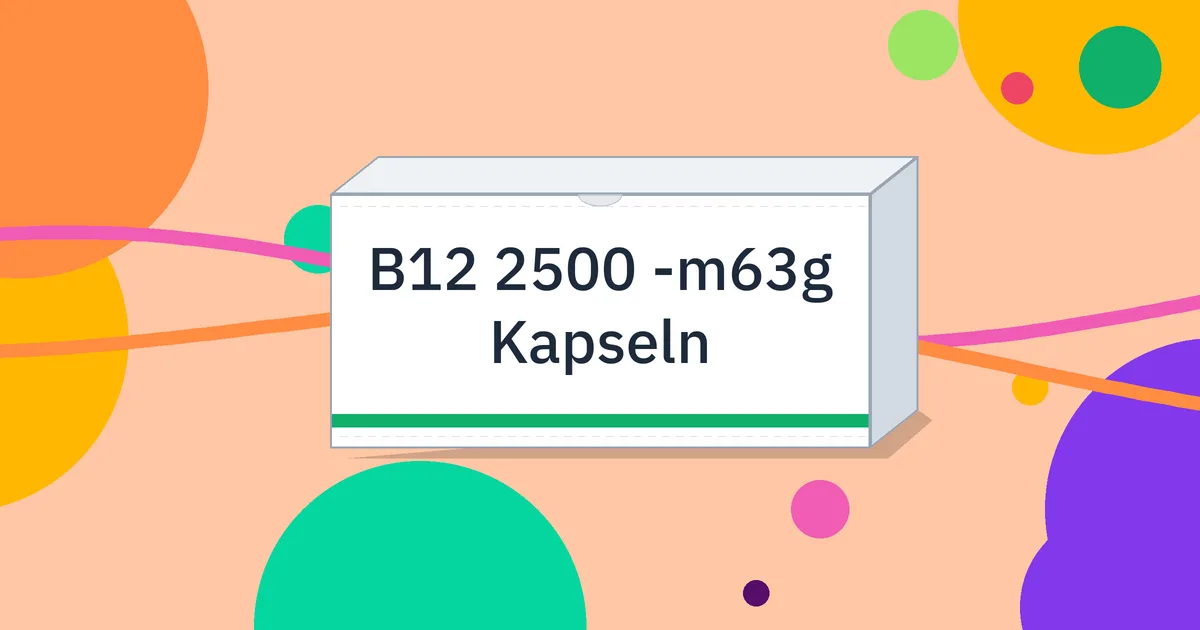 Symbolbild: Packung mit der Aufschrift B12 2500 -m63g Kapseln (PZN 19390417) – Verfügbarkeit und Bezug in Apotheken in Frankfurt am Main