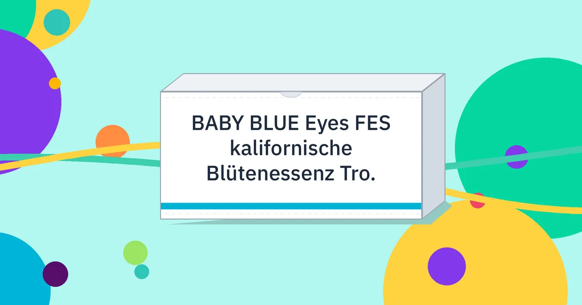 Symbolbild: Packung mit der Aufschrift BABY BLUE Eyes FES kalifornische Blütenessenz Tro. (PZN 09171938) – Verfügbarkeit und Bezug in Apotheken in Frankfurt am Main