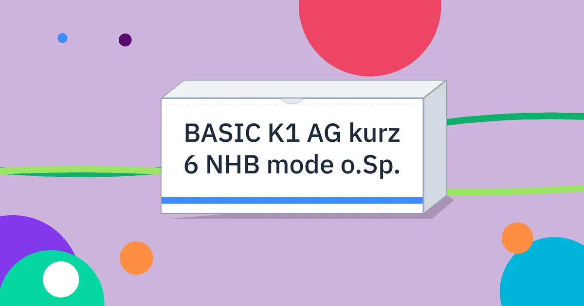 Symbolbild: Packung mit der Aufschrift BASIC K1 AG kurz 6 NHB mode o.Sp. (PZN 20261961) – Verfügbarkeit und Bezug in Apotheken in Frankfurt am Main