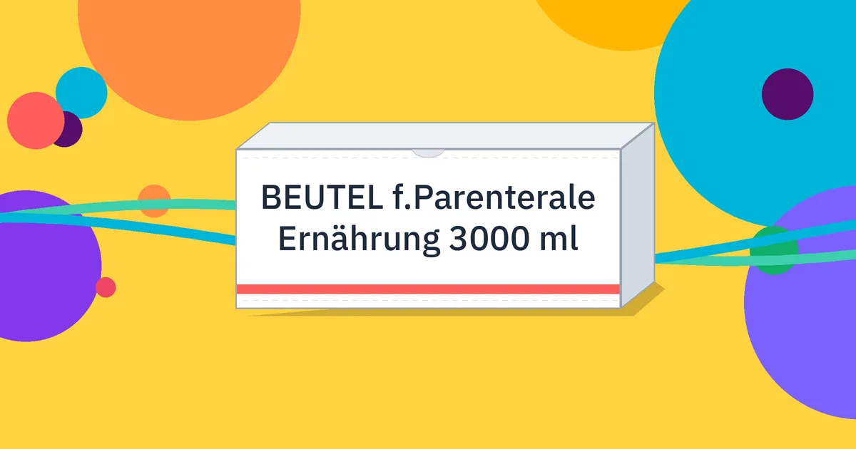 Symbolbild: Packung mit der Aufschrift BEUTEL f.Parenterale Ernährung 3000 ml (PZN 07331869) – Verfügbarkeit und Bezug in Apotheken in Frankfurt am Main