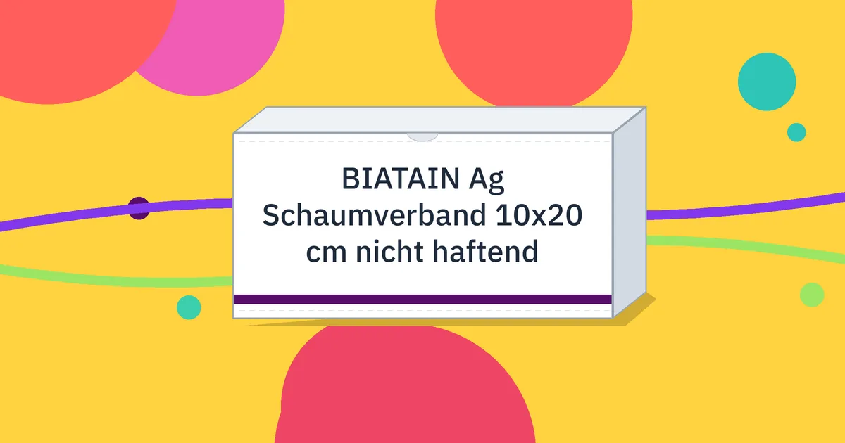 Symbolbild: Packung mit der Aufschrift BIATAIN Ag Schaumverband 10x20 cm nicht haftend (PZN 01643071) – Verfügbarkeit und Bezug in Apotheken in Frankfurt am Main