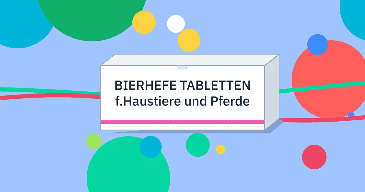 Symbolbild: Packung mit der Aufschrift BIERHEFE TABLETTEN f.Haustiere und Pferde (PZN 17297671) – Verfügbarkeit und Bezug in Apotheken in Frankfurt am Main