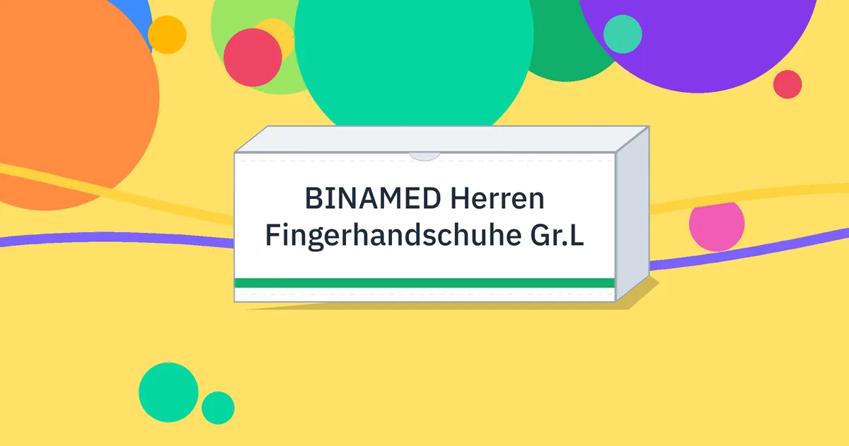 Symbolbild: Packung mit der Aufschrift BINAMED Herren Fingerhandschuhe Gr.L (PZN 03891057) – Verfügbarkeit und Bezug in Apotheken in Frankfurt am Main