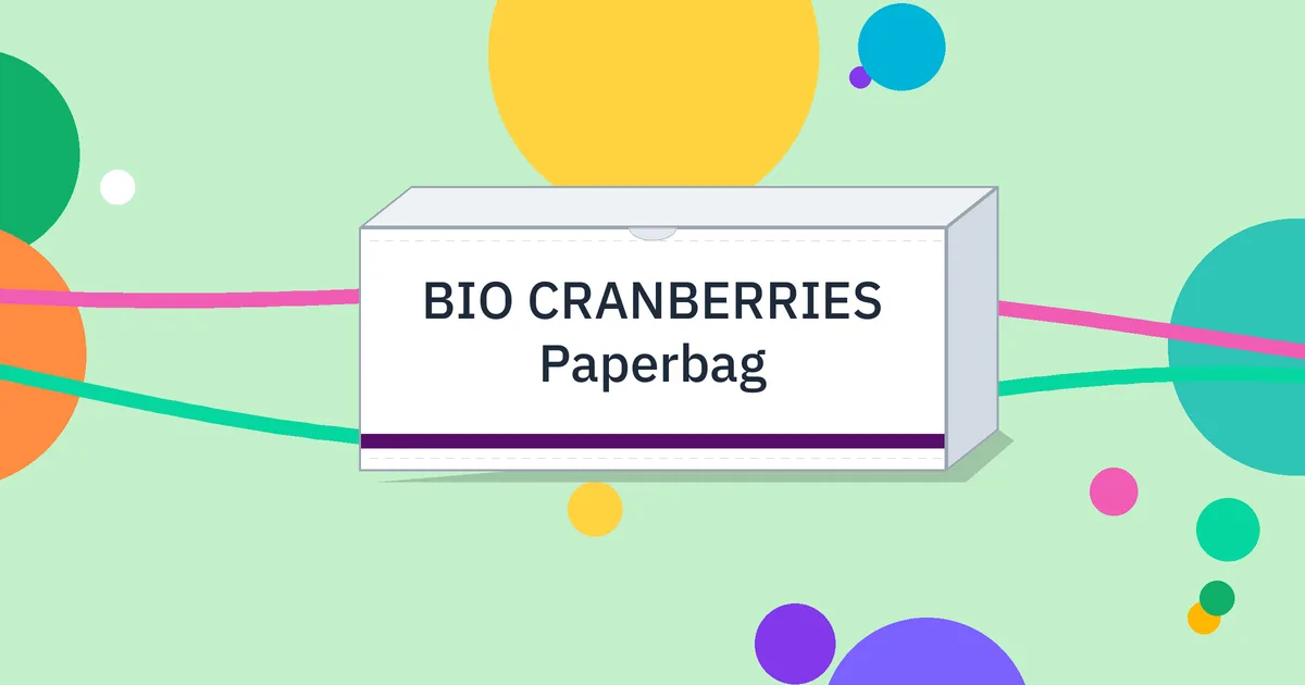 Symbolbild: Packung mit der Aufschrift BIO CRANBERRIES Paperbag (PZN 09465002) – Verfügbarkeit und Bezug in Apotheken in Frankfurt am Main