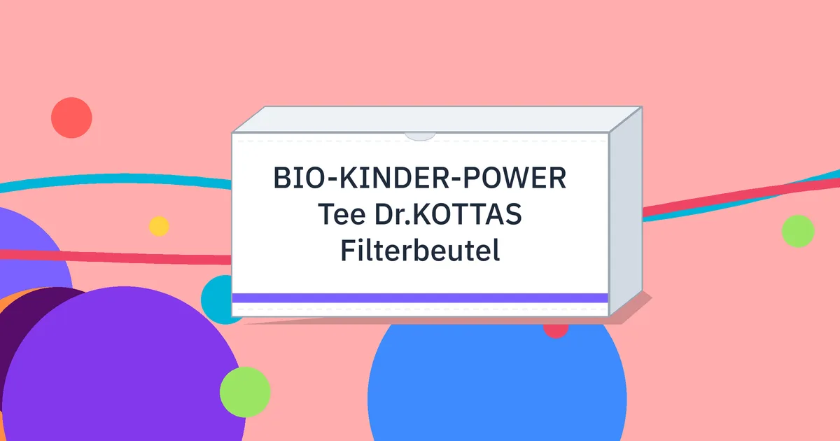 Symbolbild: Packung mit der Aufschrift BIO-KINDER-POWER Tee Dr.KOTTAS Filterbeutel (PZN 14347606) – Verfügbarkeit und Bezug in Apotheken in Frankfurt am Main
