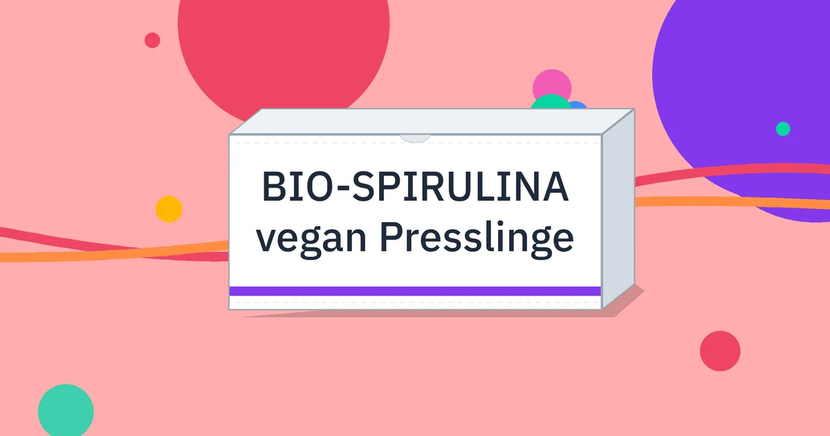 Symbolbild: Packung mit der Aufschrift BIO-SPIRULINA vegan Presslinge (PZN 19479809) – Verfügbarkeit und Bezug in Apotheken in Frankfurt am Main