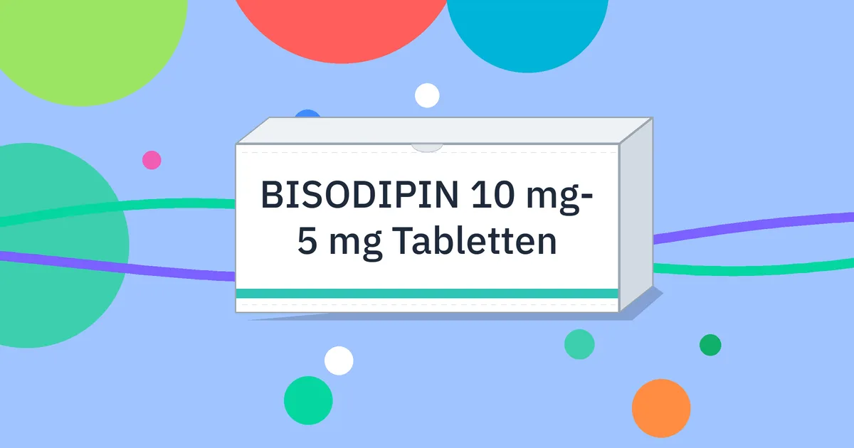 Symbolbild: Packung mit der Aufschrift BISODIPIN 10 mg-5 mg Tabletten (PZN 12020864) – Verfügbarkeit und Bezug in Apotheken in Frankfurt am Main
