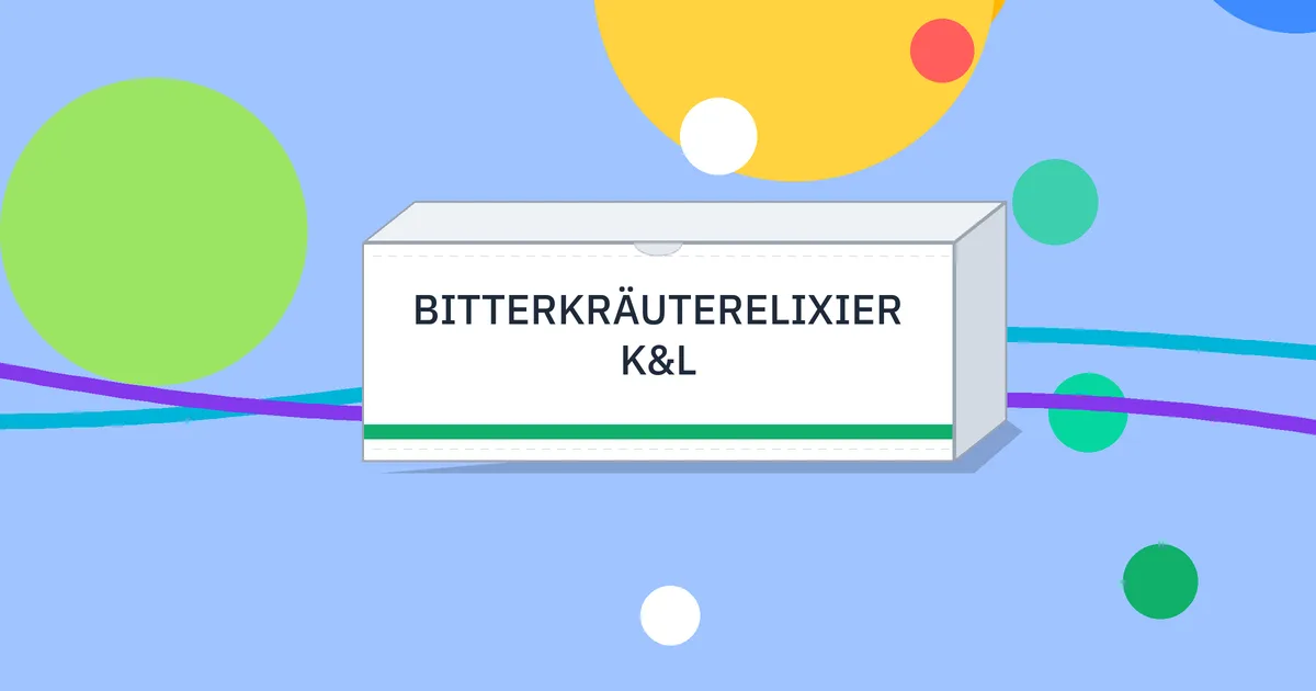 Symbolbild: Packung mit der Aufschrift BITTERKRÄUTERELIXIER K&L (PZN 17962312) – Verfügbarkeit und Bezug in Apotheken in Frankfurt am Main